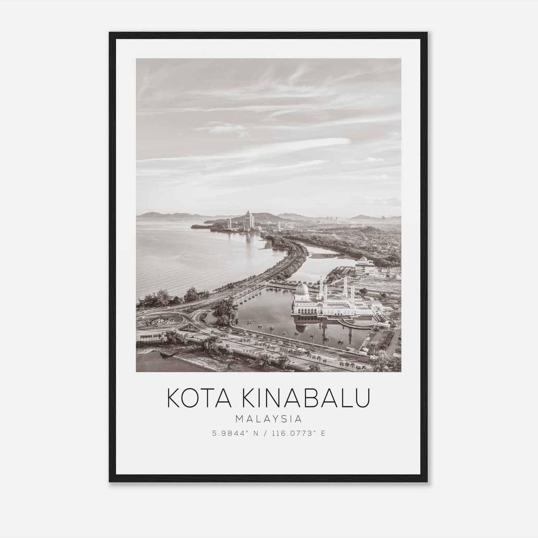 Kota Kinabalu Malaysia Travel Photo Poster Bw Kota Kinabalu Travel