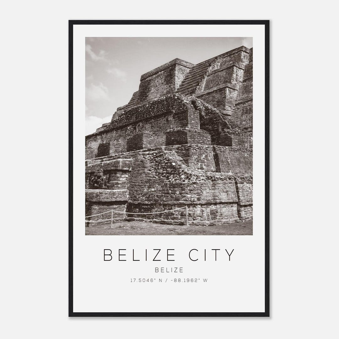 Belize City Belize Travel Photo Poster BW, Belize City Travel Print ...