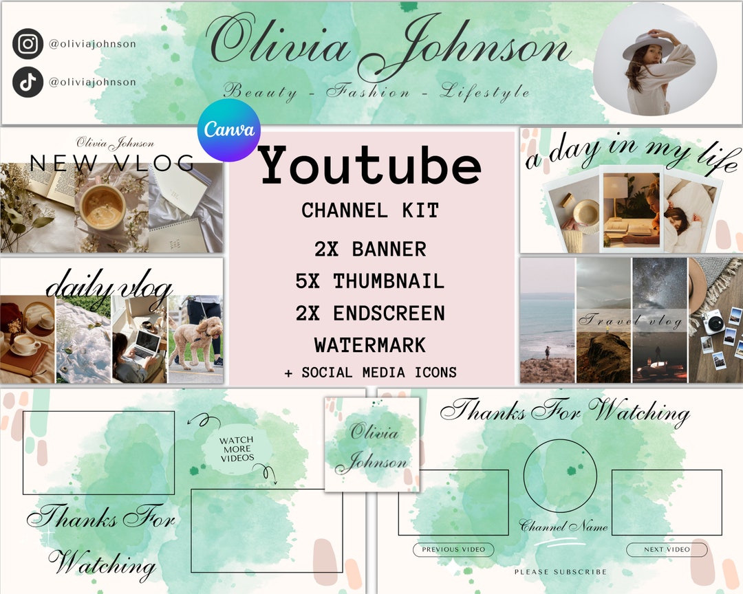 Youtube Branding Kit L Editable Channel Banner, Intro, Outro, Video ...