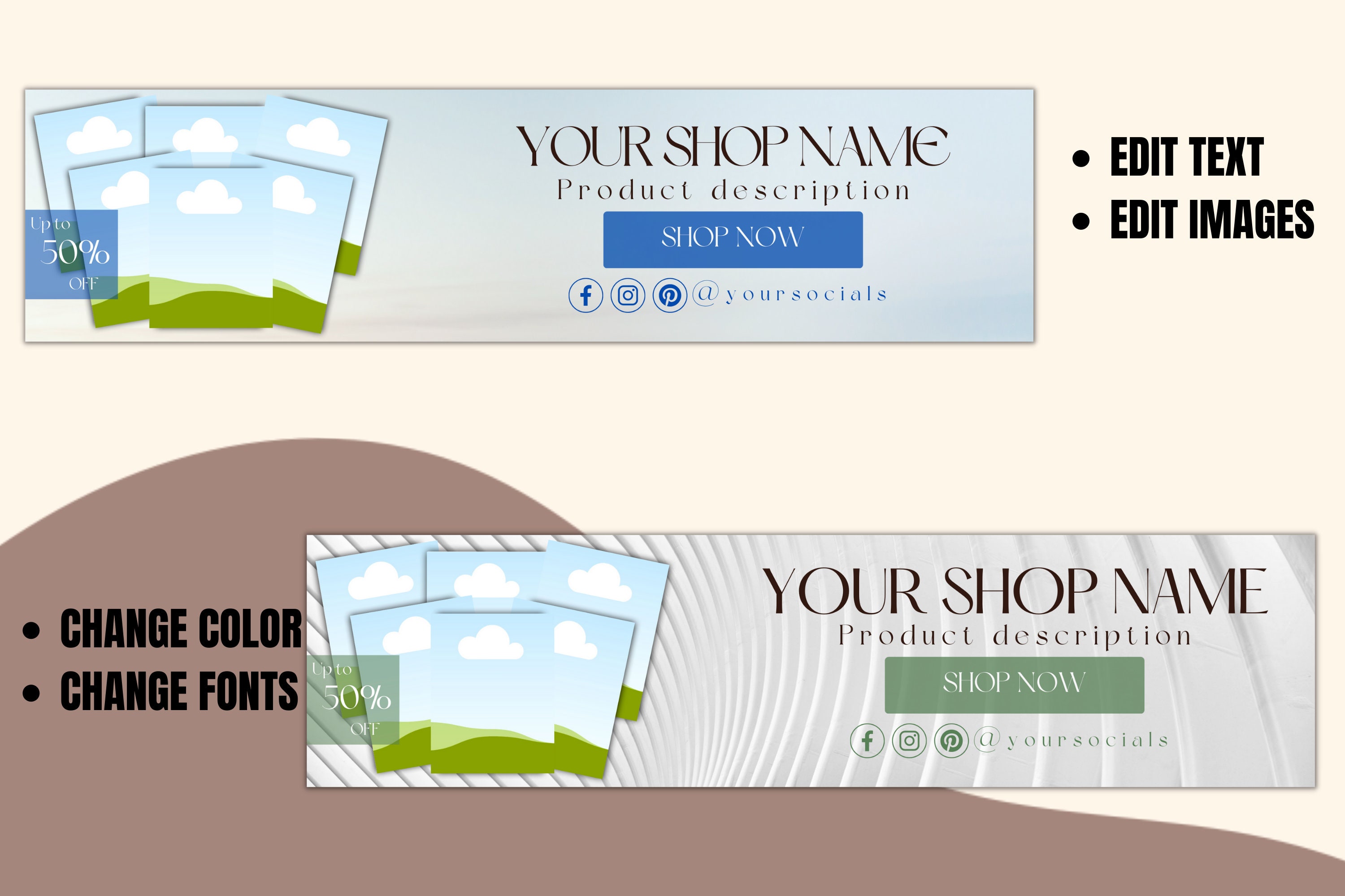 20 Etsy Shop Banner Kit Etsy Canva Banners Etsy Banner Template