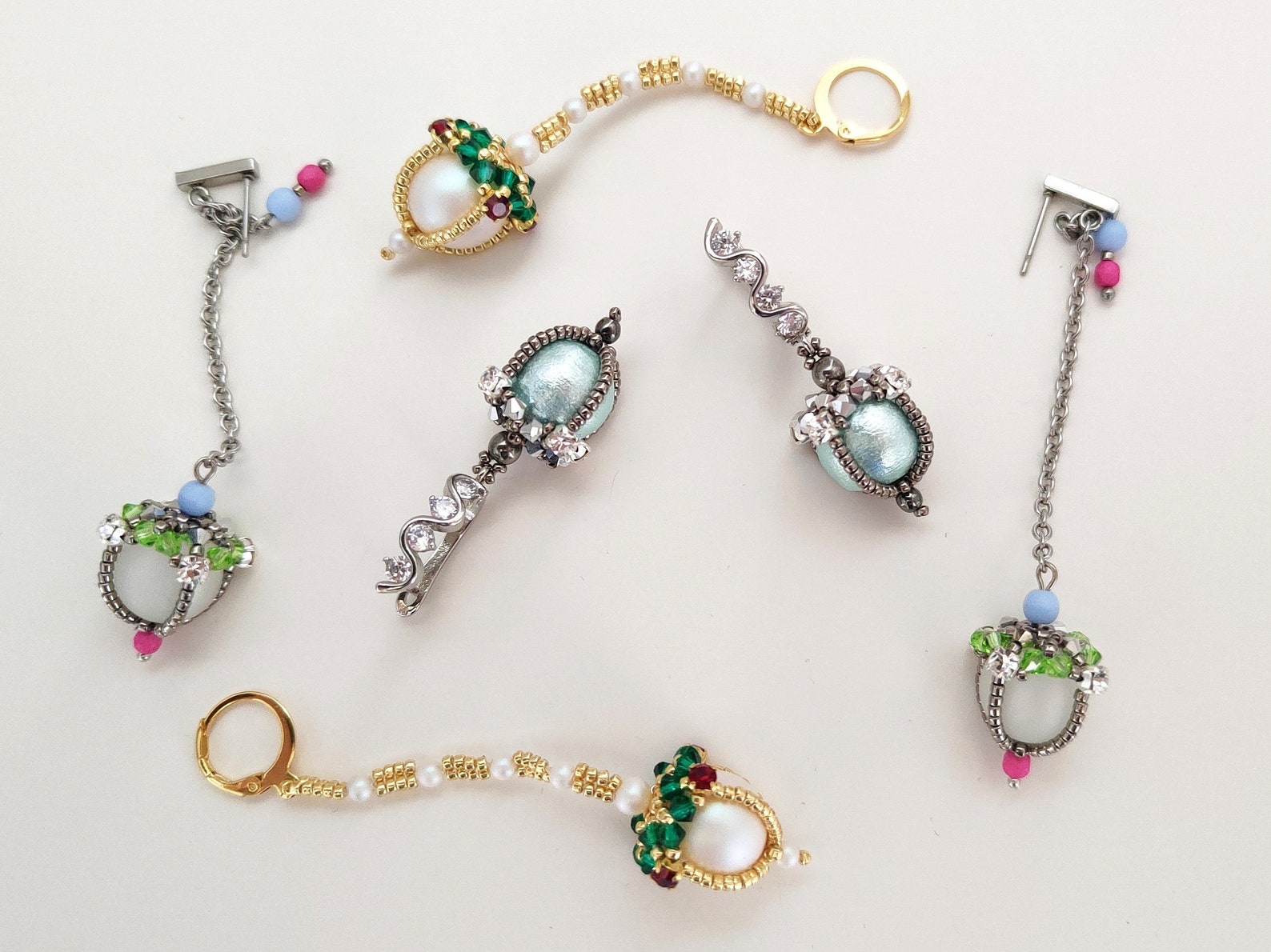 Set of Two Patterns for Crystal Pearl Beaded Earrings, Save Byuing Step ...