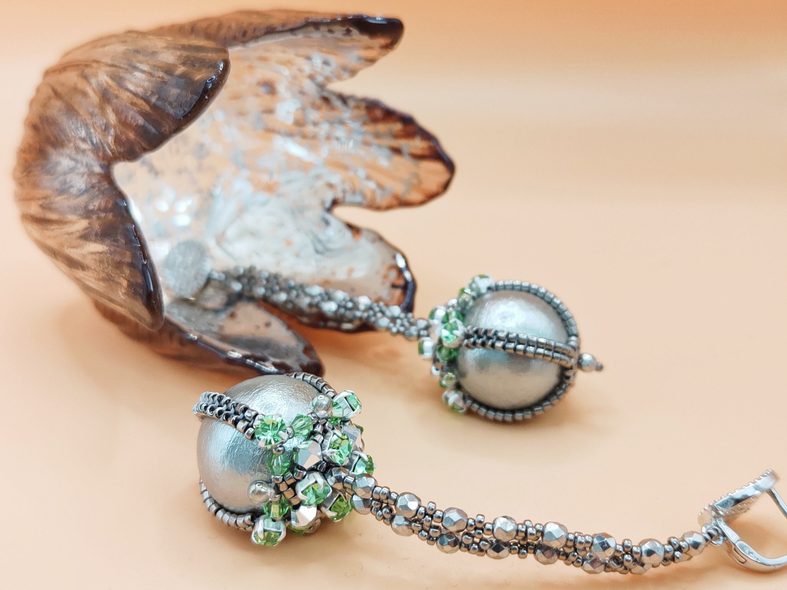 Set of Two Patterns for Crystal Pearl Beaded Earrings, Save Byuing Step ...