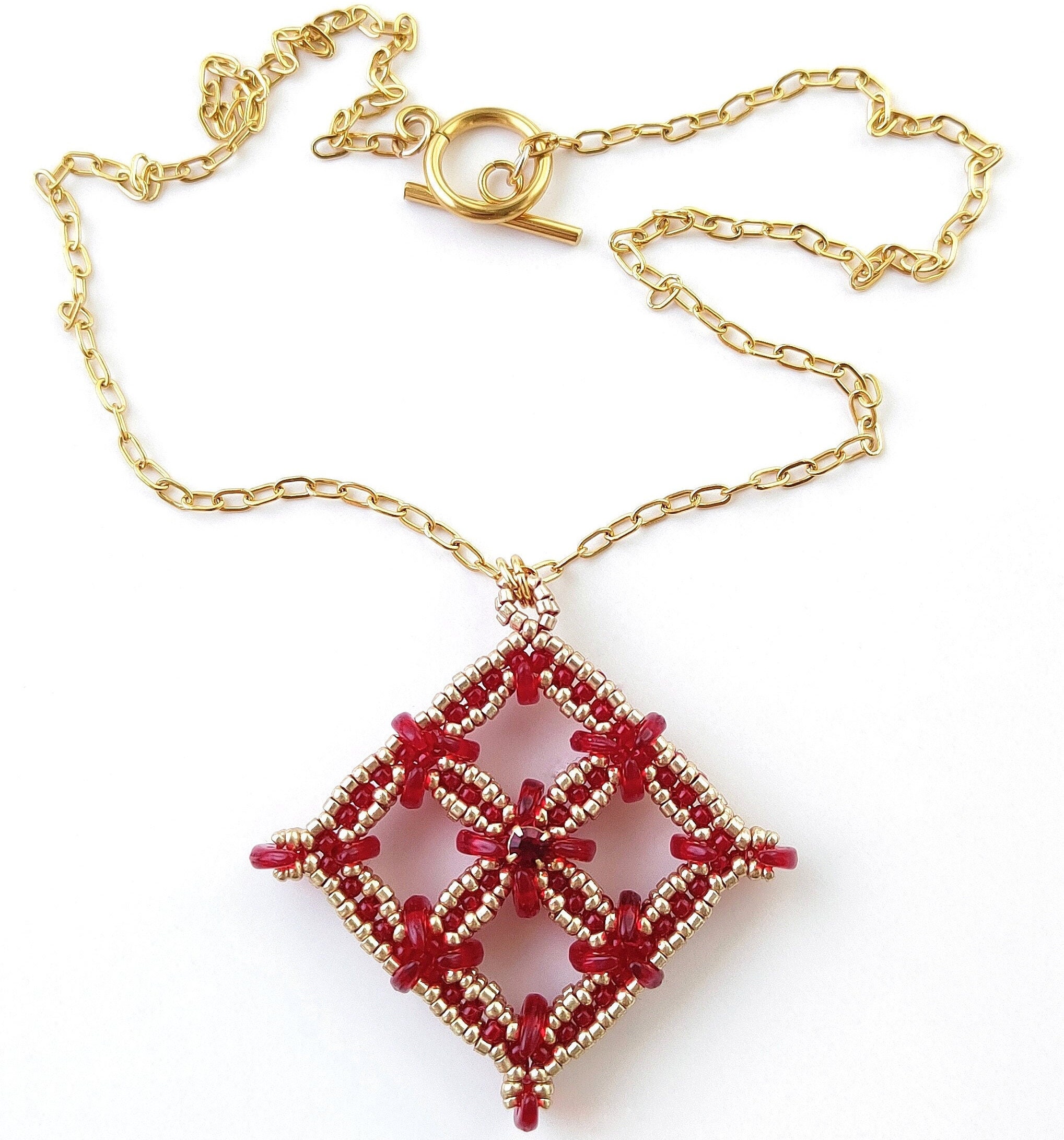 Set of 4 Beading Patterns for Rhombus Pendant, Step by Step PDF ...