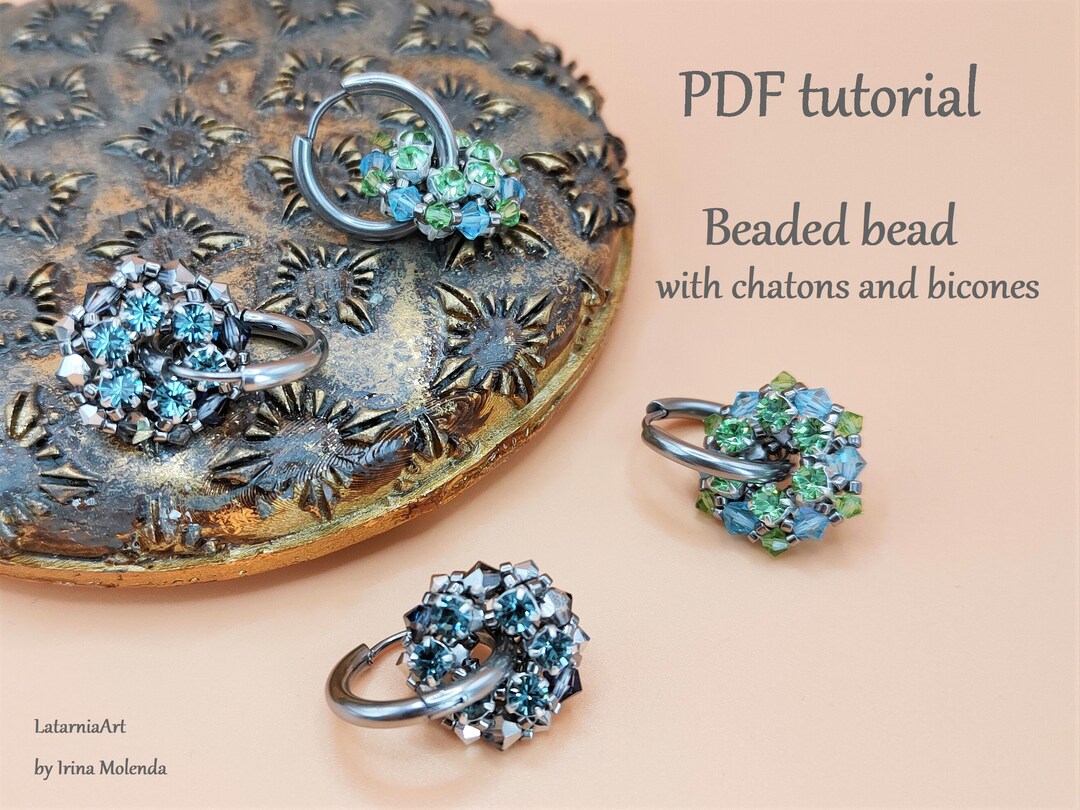 Beaded Bead With Chatons and Bicones Instant Pdf Download, Spacer Bead ...