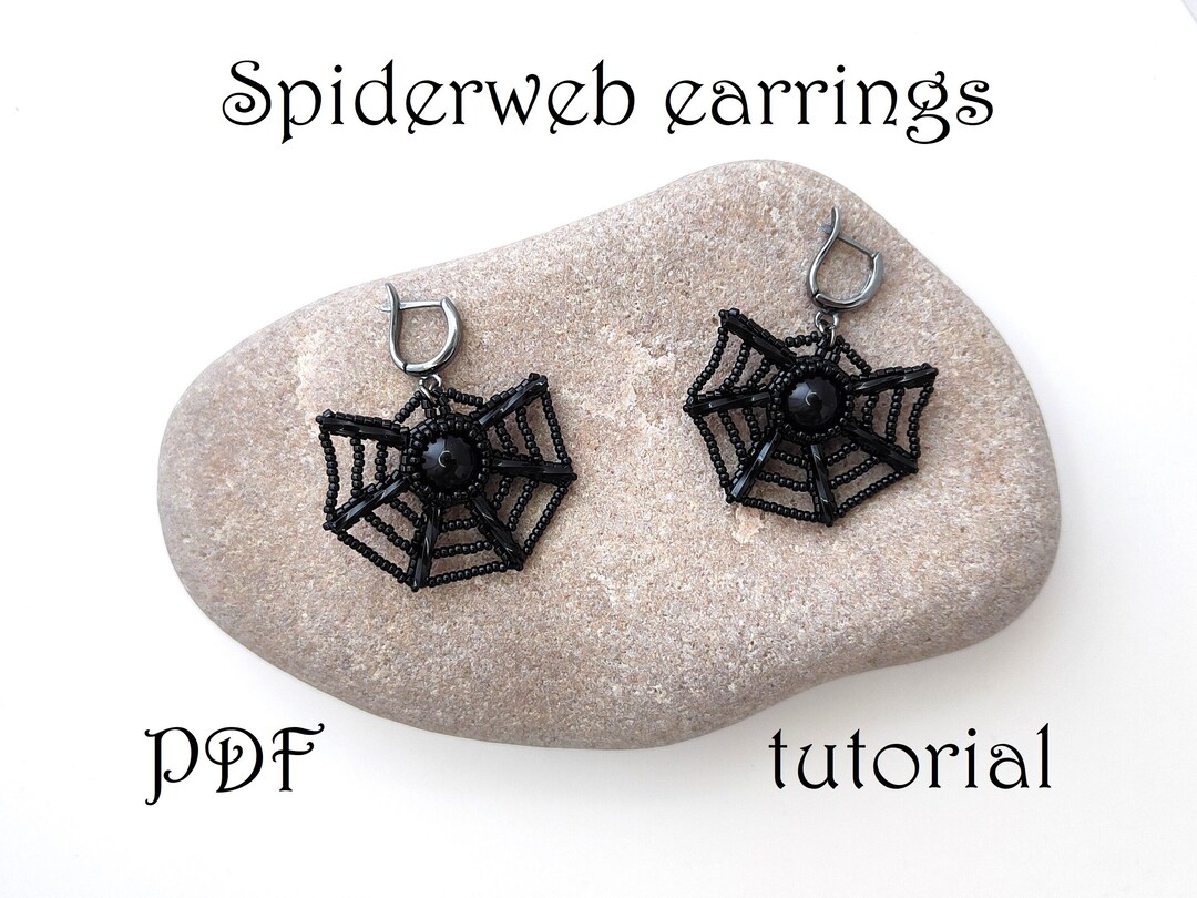 Beading Tutorial for Spiderweb Earrings, PDF Instruction for Halloween ...