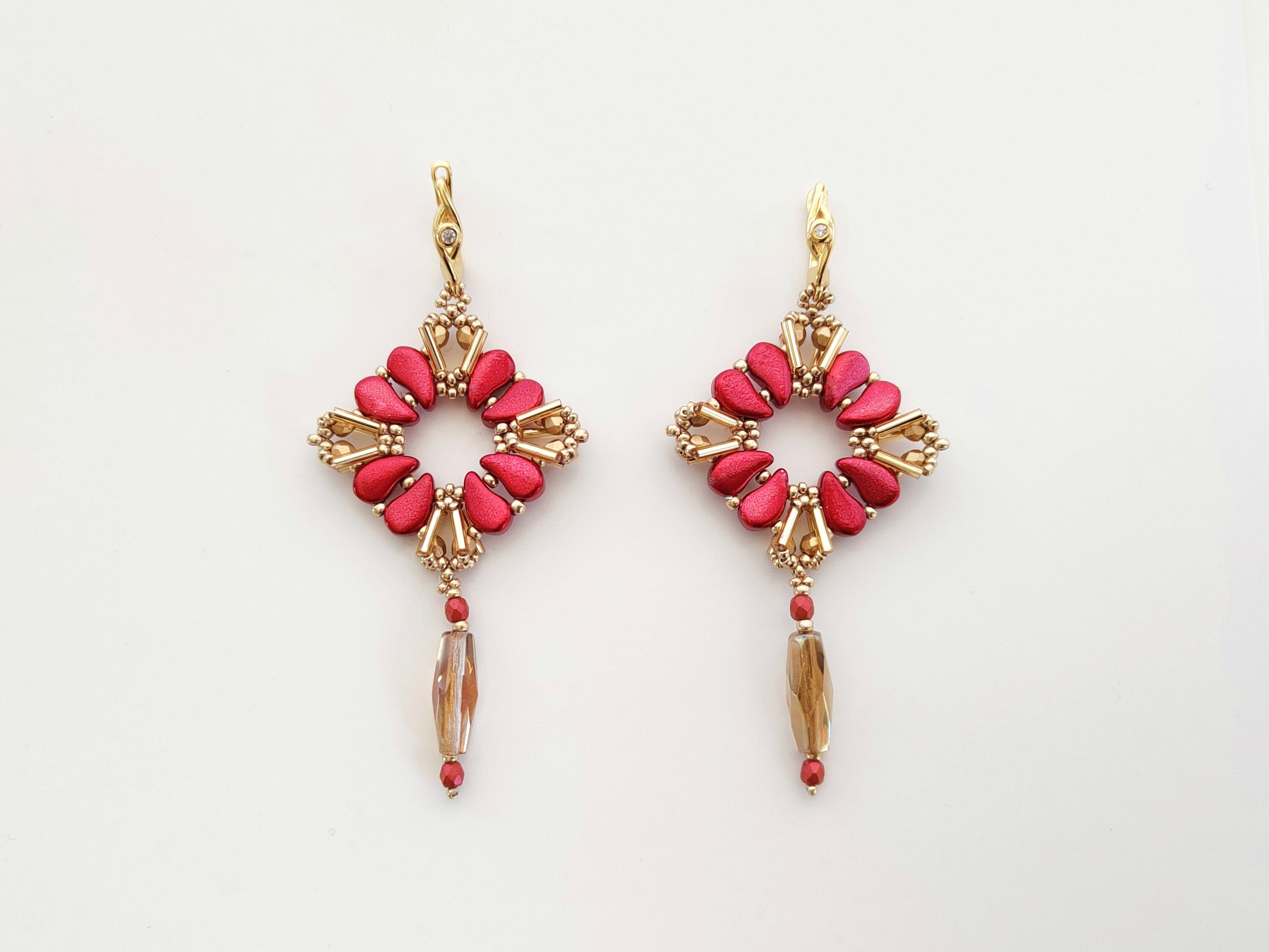 Dangle Earrings Pattern With Paisley Duo, Seed Beads and Bugles, Beaded ...