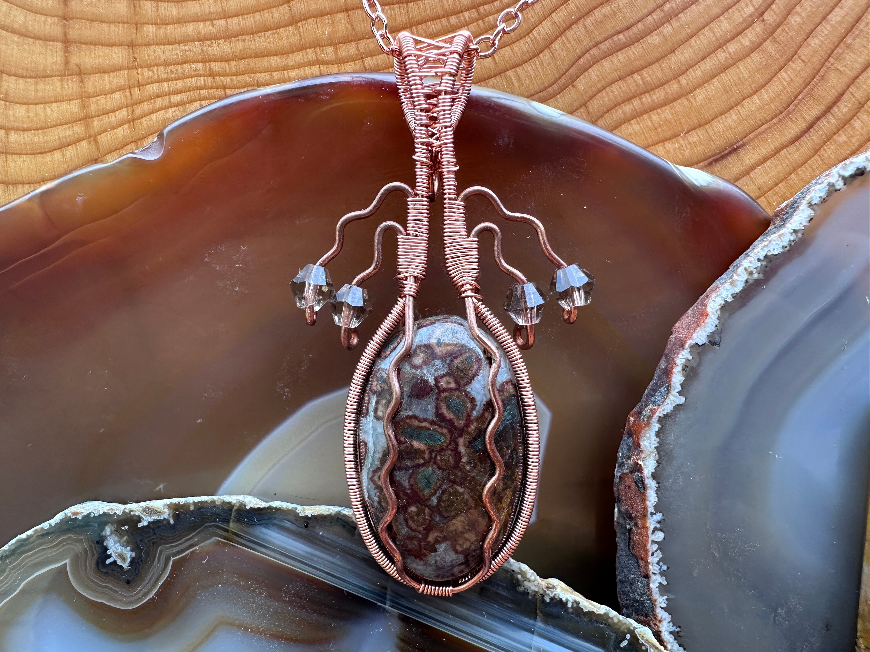 Poppy Jasper Wiggly Wire Wrap Pendant - Etsy