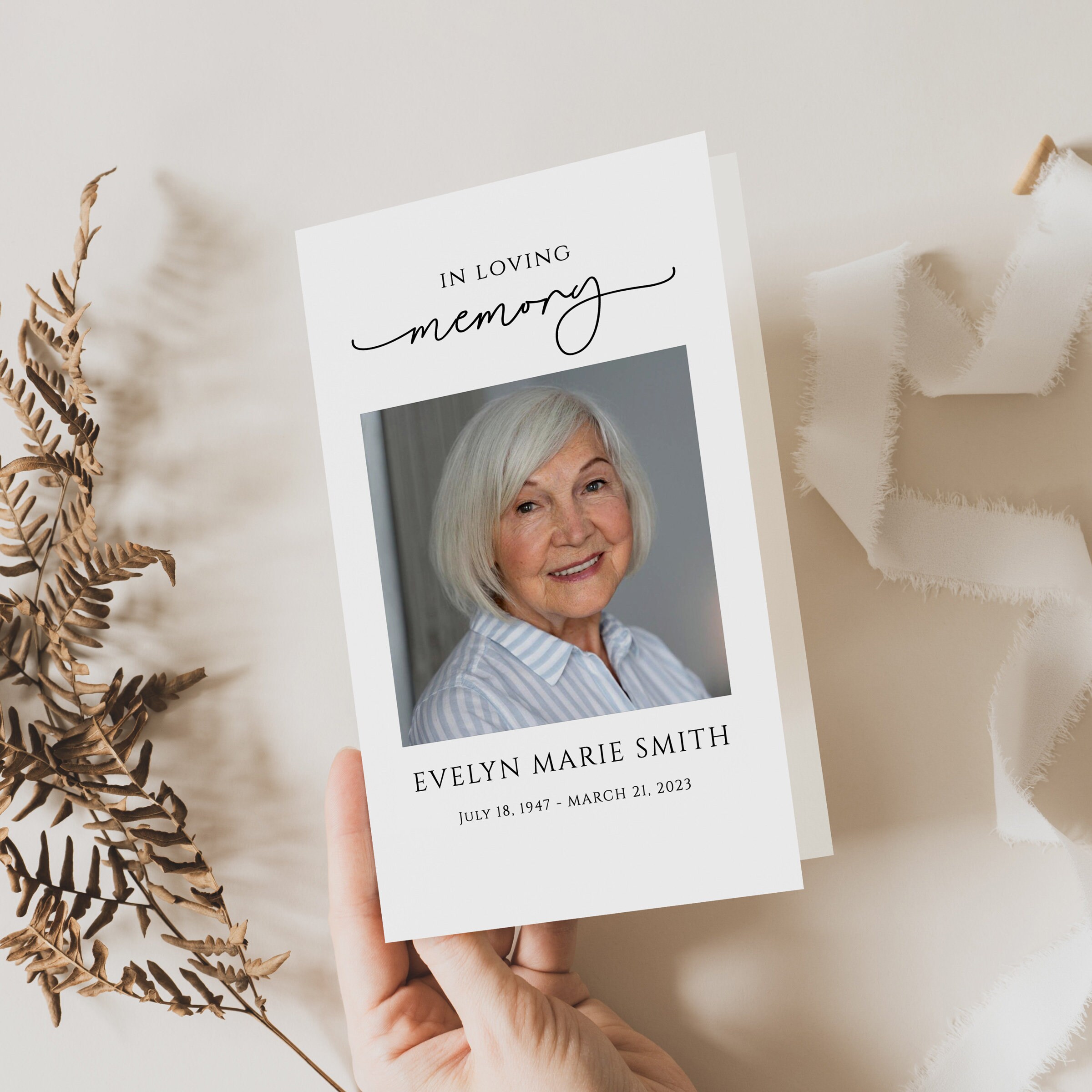 Editable Funeral Program Template, Simple Order of Service Program ...