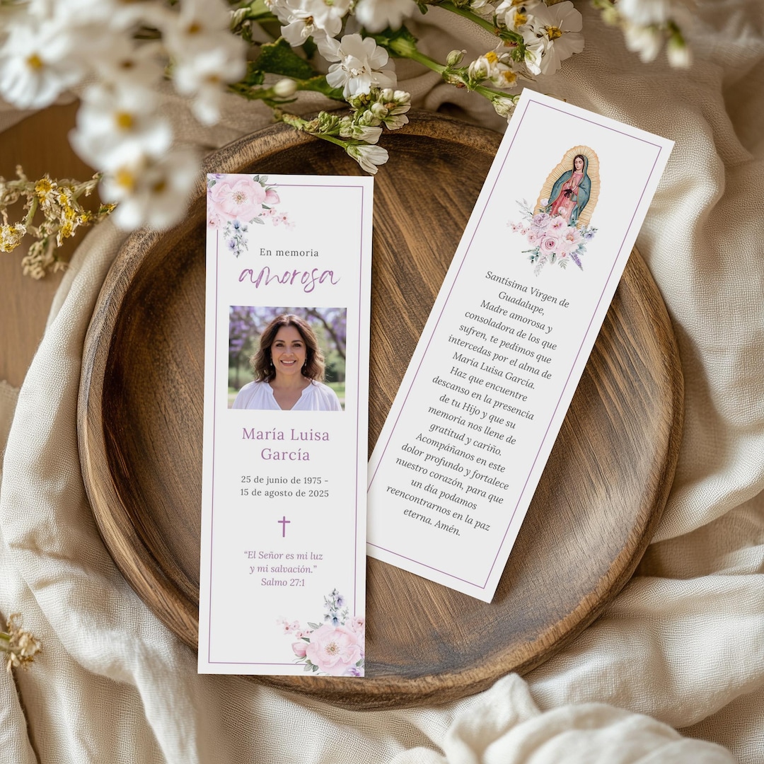 Spanish Funeral Bookmark Template, Catholic Memorial Keepsake Editable ...