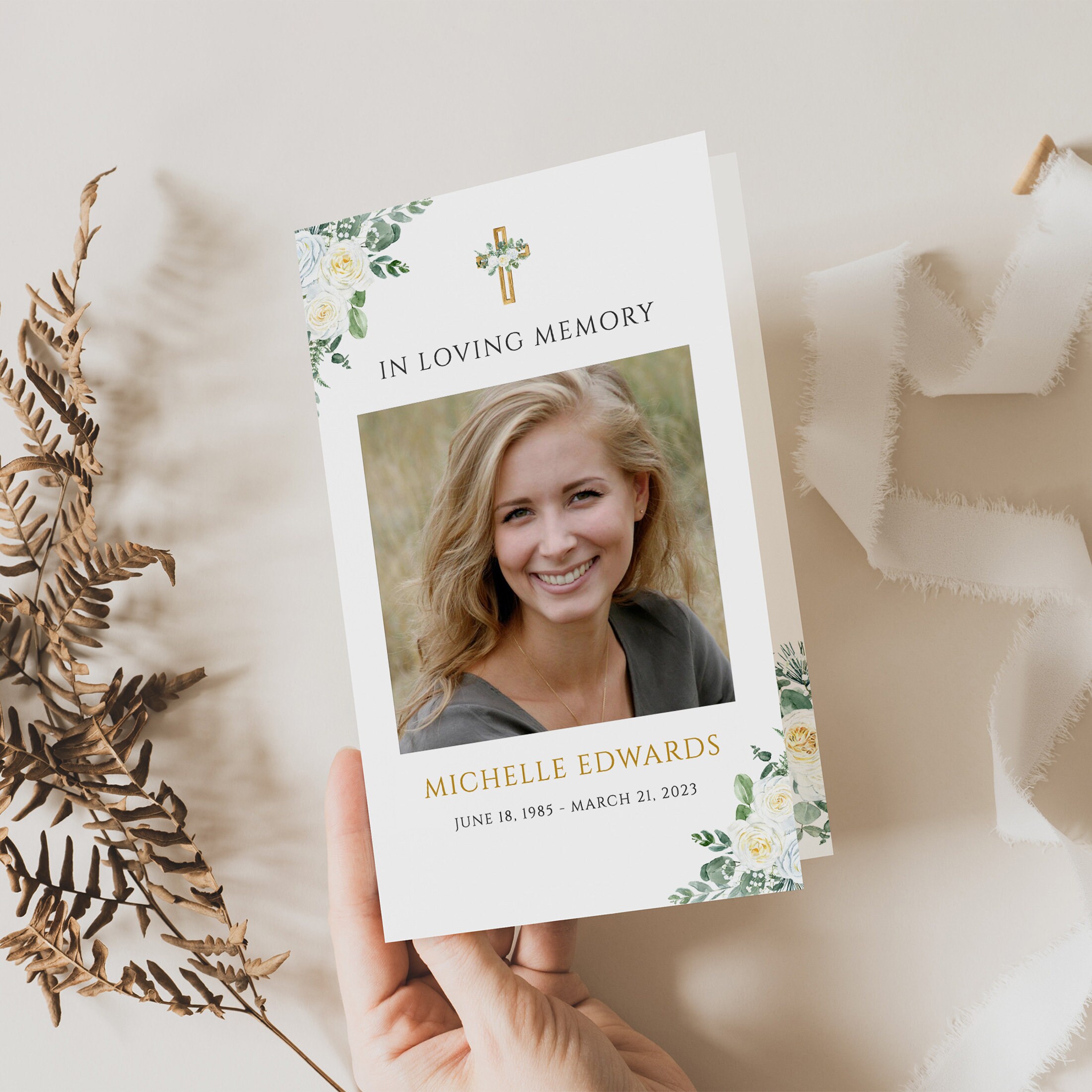 Editable Funeral Program Template For Woman, Celebration Of Life