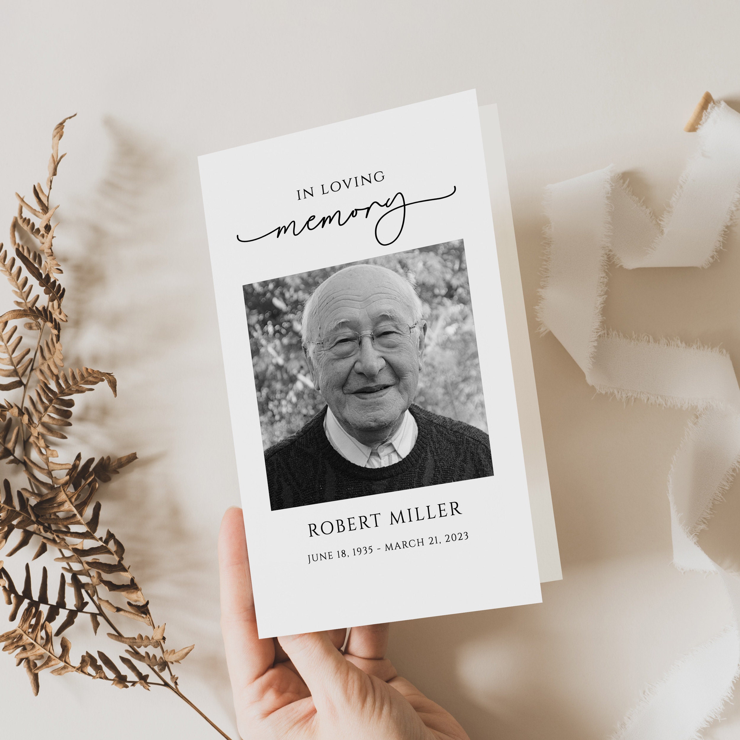 Minimalist Funeral Program Template, Celebration of Life Program ...