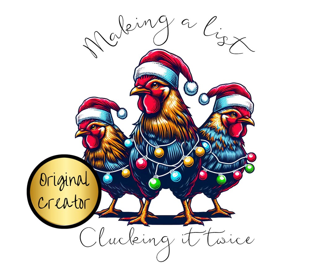 Chicken Christmas Lights PNG, Farm Animal Christmas PNG, Funny Chicken ...