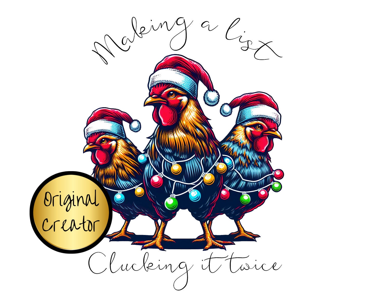 Chicken Christmas Lights PNG, Farm Animal Christmas PNG, Funny Chicken ...