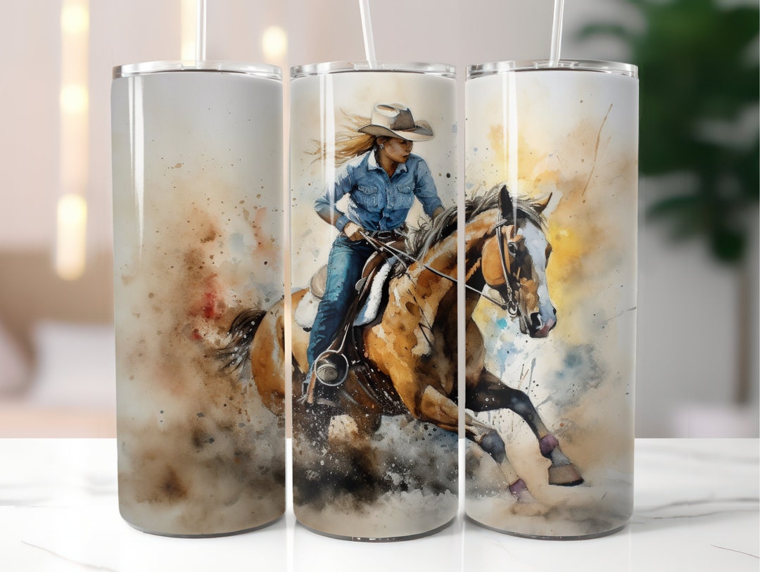 20oz. Watercolor Rodeo Tumbler Wrap, Cowgirl Rodeo Farmgirl Sublimation ...
