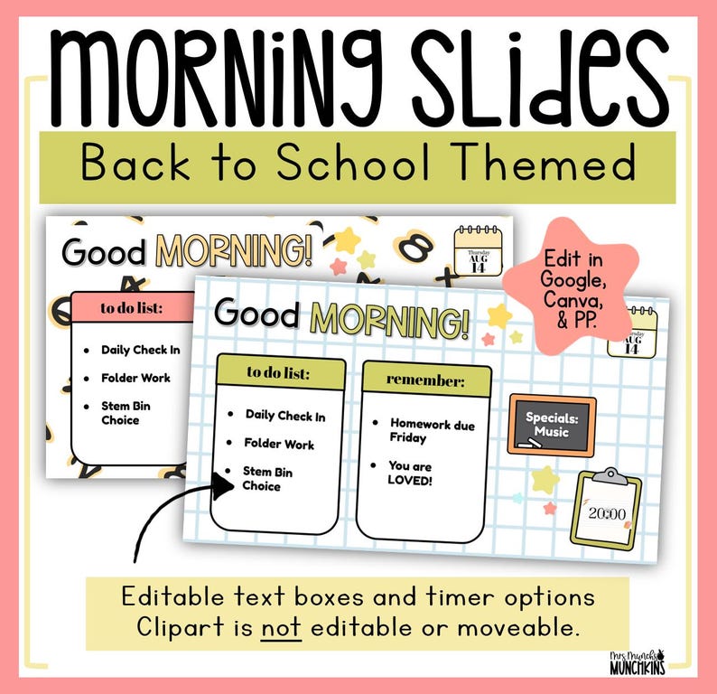 Back to School Morning Work Google Slides Canva Slides Editable - Etsy