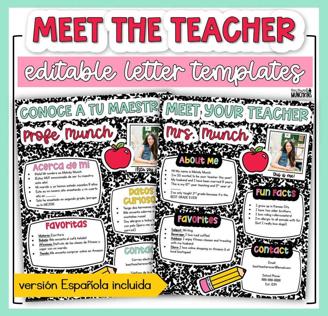 Meet the Teacher Composition Notebook Letter Back to School Editable ...