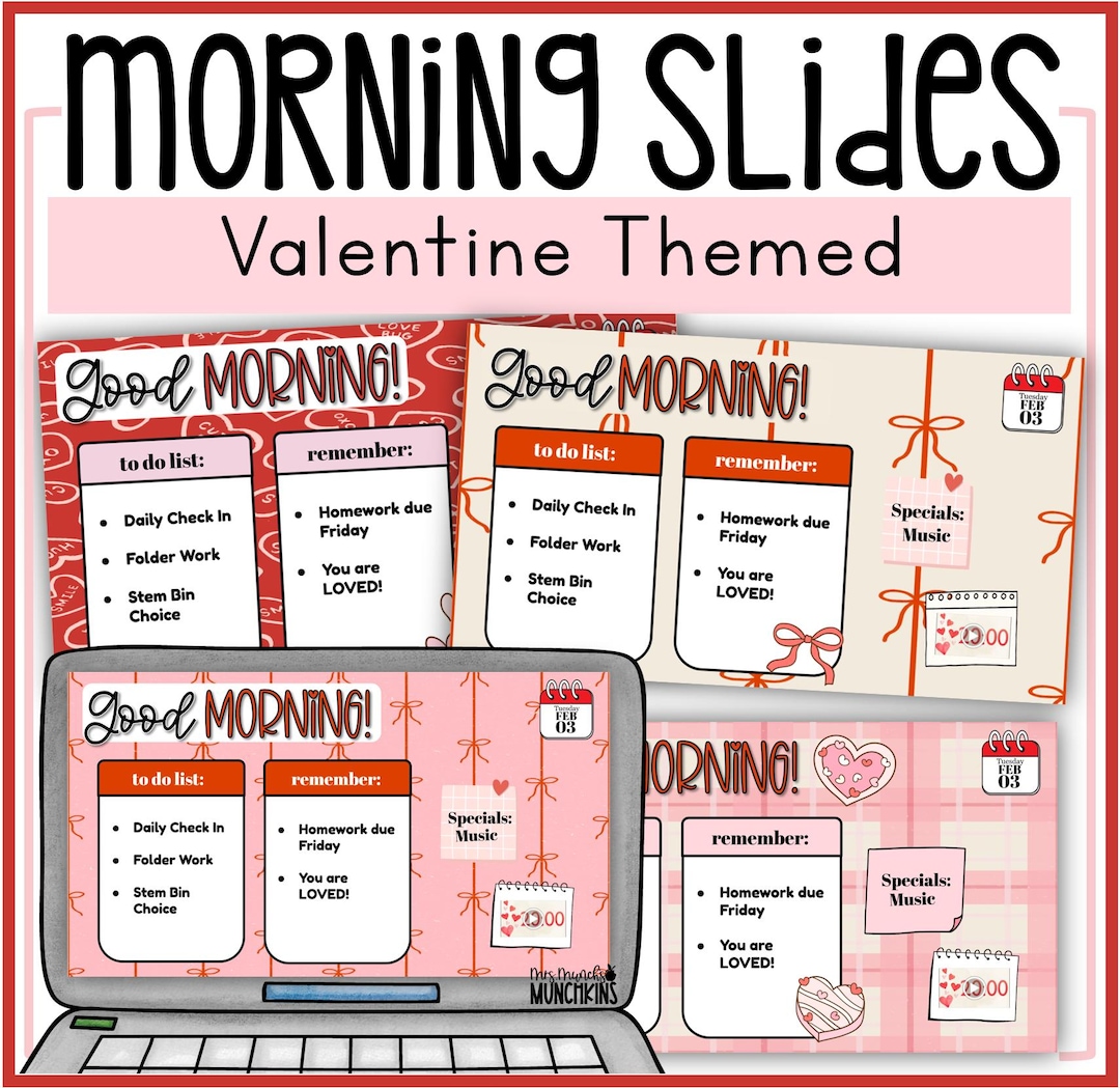 Valentine Morning Work Google Slides Valentine's Day Editable Morning ...