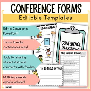 Parent Teacher Conference Editable Forms Canva Powerpoint Data Sheets ...