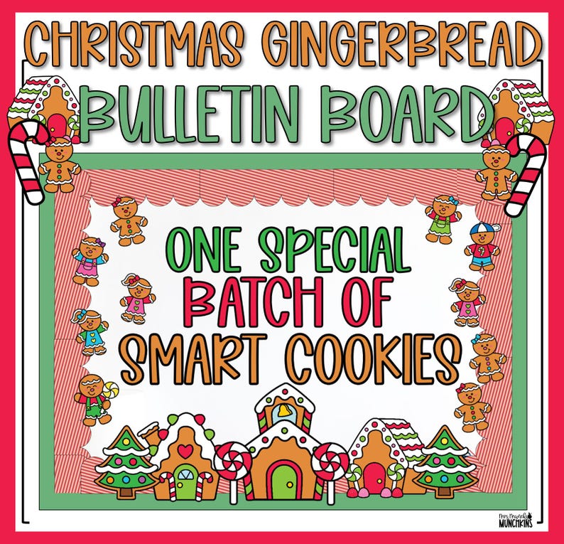 Christmas Smart Cookies Gingerbread Bulletin Board Kit Door Decor ...