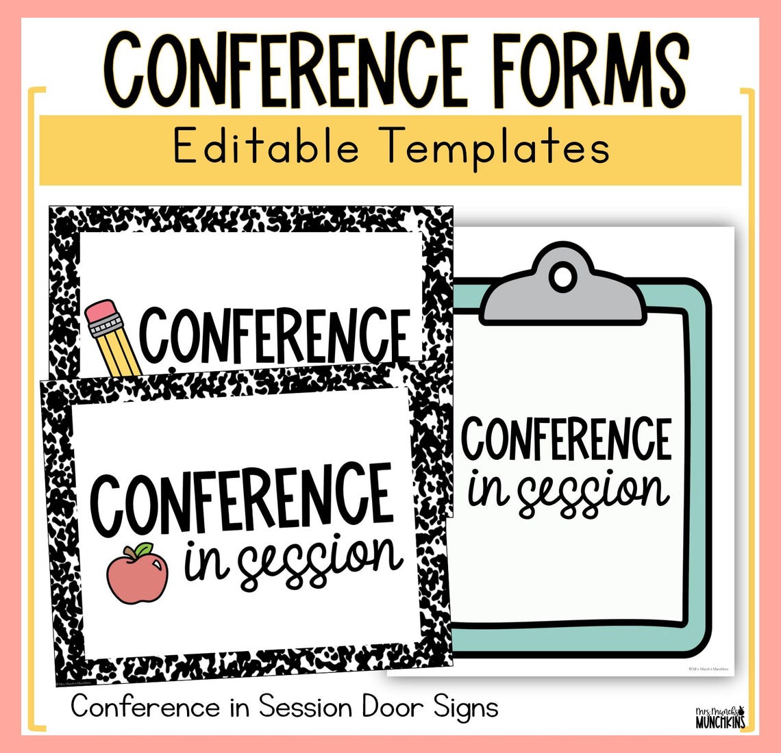 Parent Teacher Conference Editable Forms Canva Powerpoint Data Sheets ...