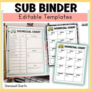 Classroom Sub Binder Editable Teacher Templates Substitute Plan ...