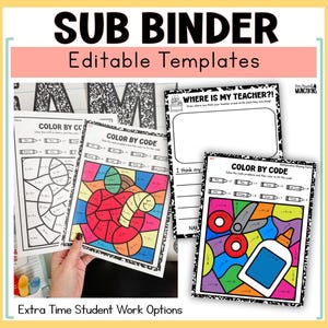 Classroom Sub Binder Editable Teacher Templates Substitute Plan ...