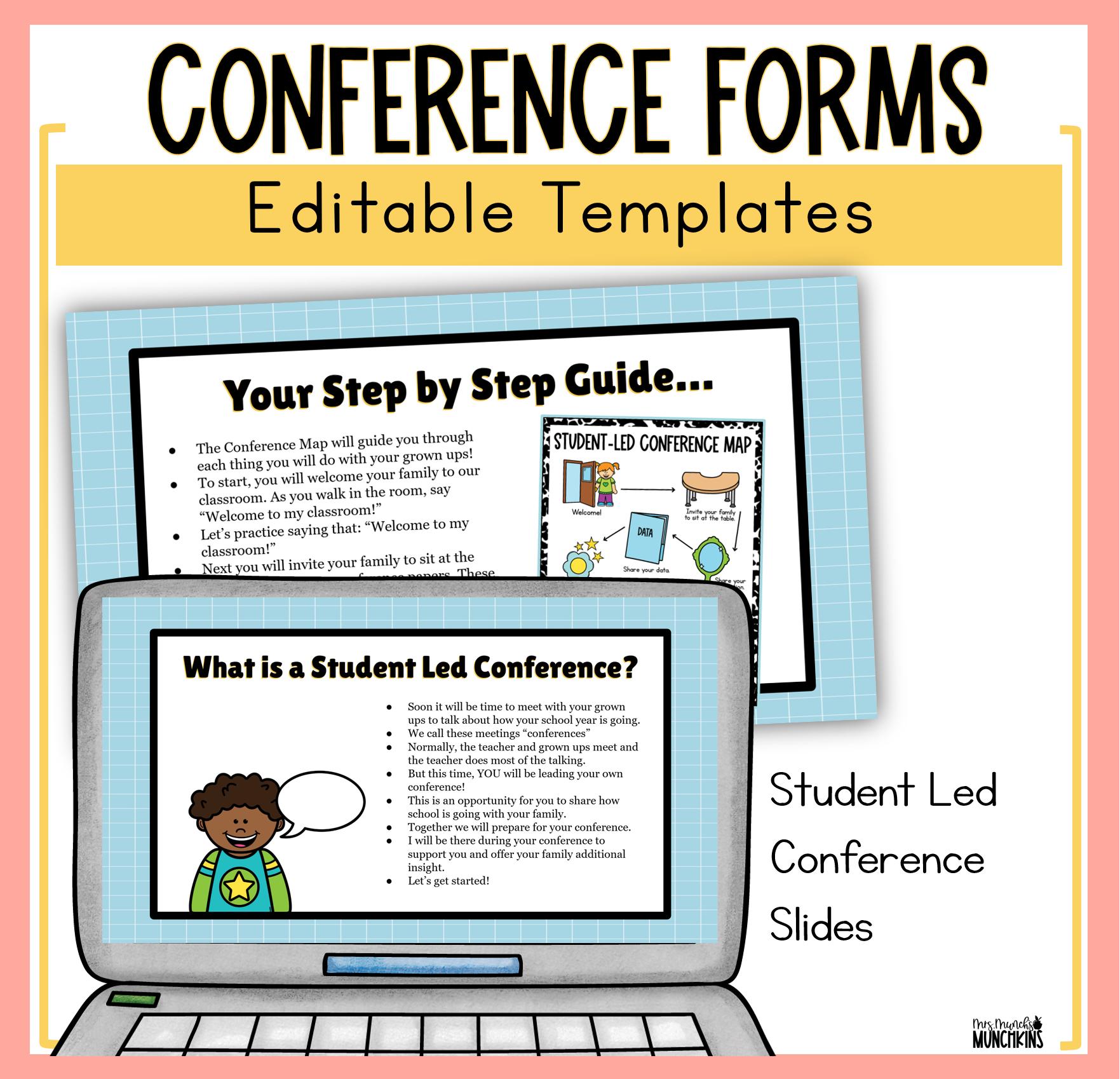 Parent Teacher Conference Editable Forms Canva Powerpoint Data Sheets ...