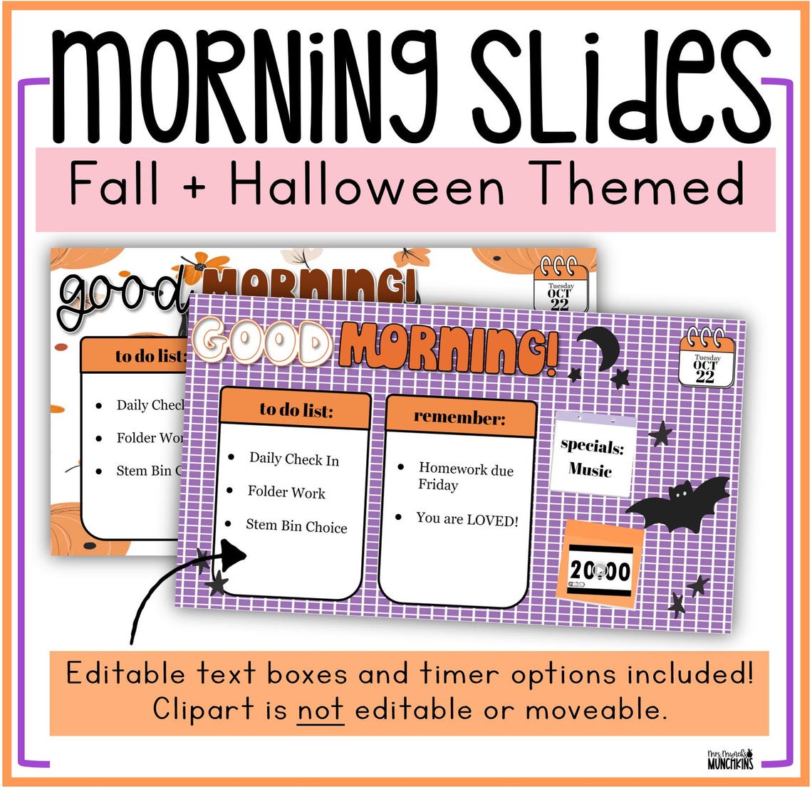 Morning Work Fall Halloween Themed Google Slides Editable Morning ...