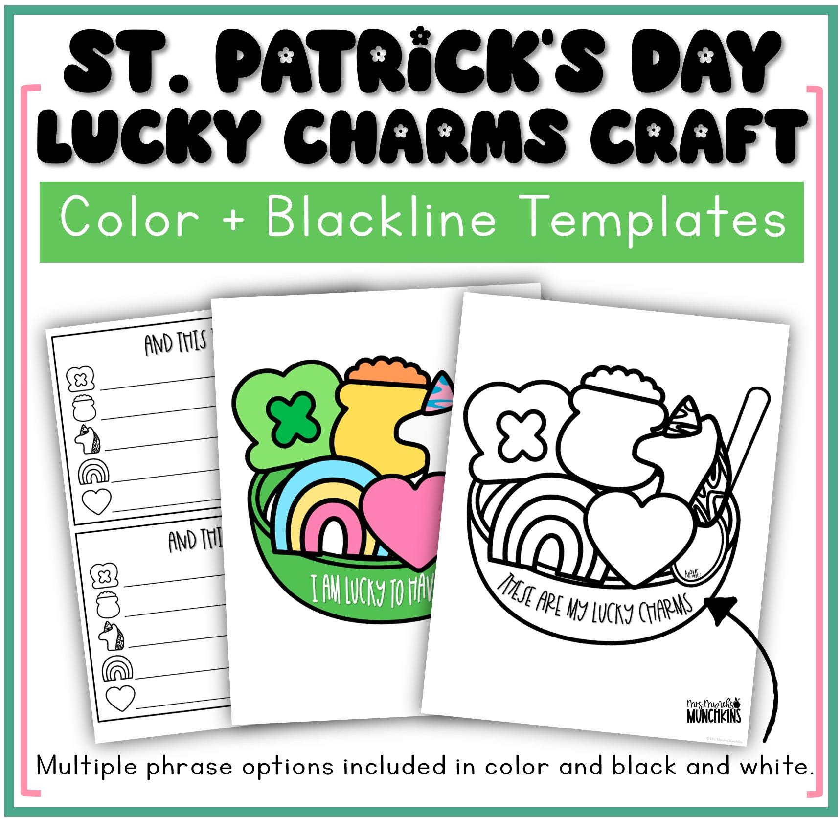 St. Patrick's Day Lucky Charms Cereal Craft I Am Lucky to Have Activity ...