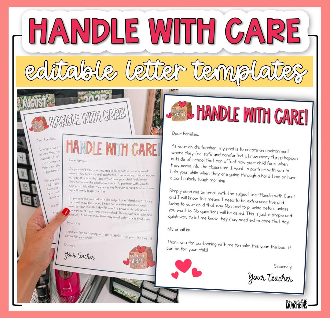 Handle With Care Letter Template Editable Parent Partnership Note Back ...
