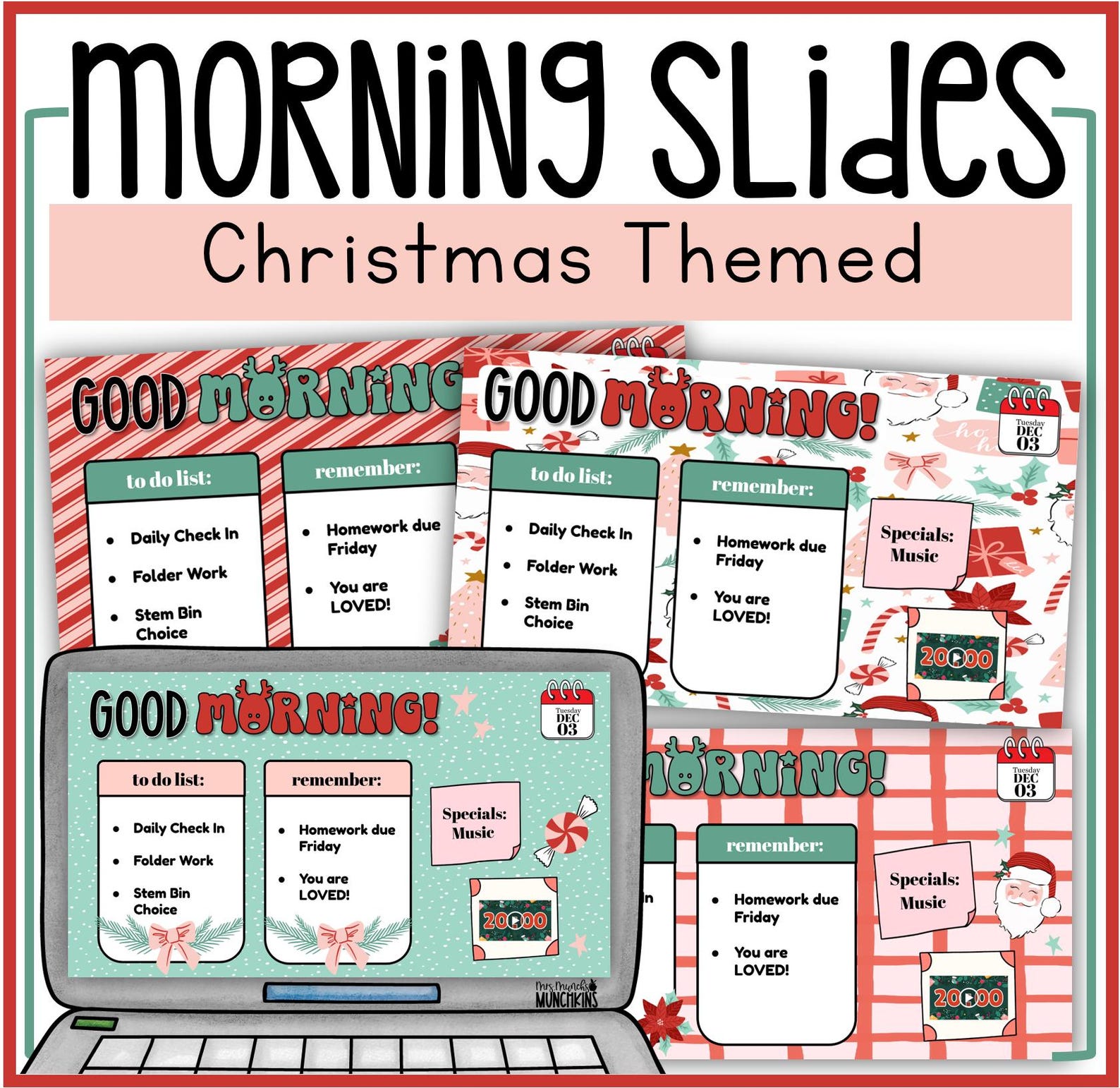 Christmas Morning Work Themed Google Slides Canva Templates Editable ...