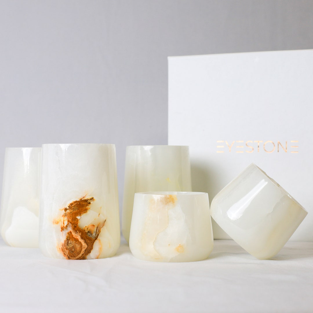 Luxury Natural White Onyx Stone Cup Elegant Marble Tableware for Home ...