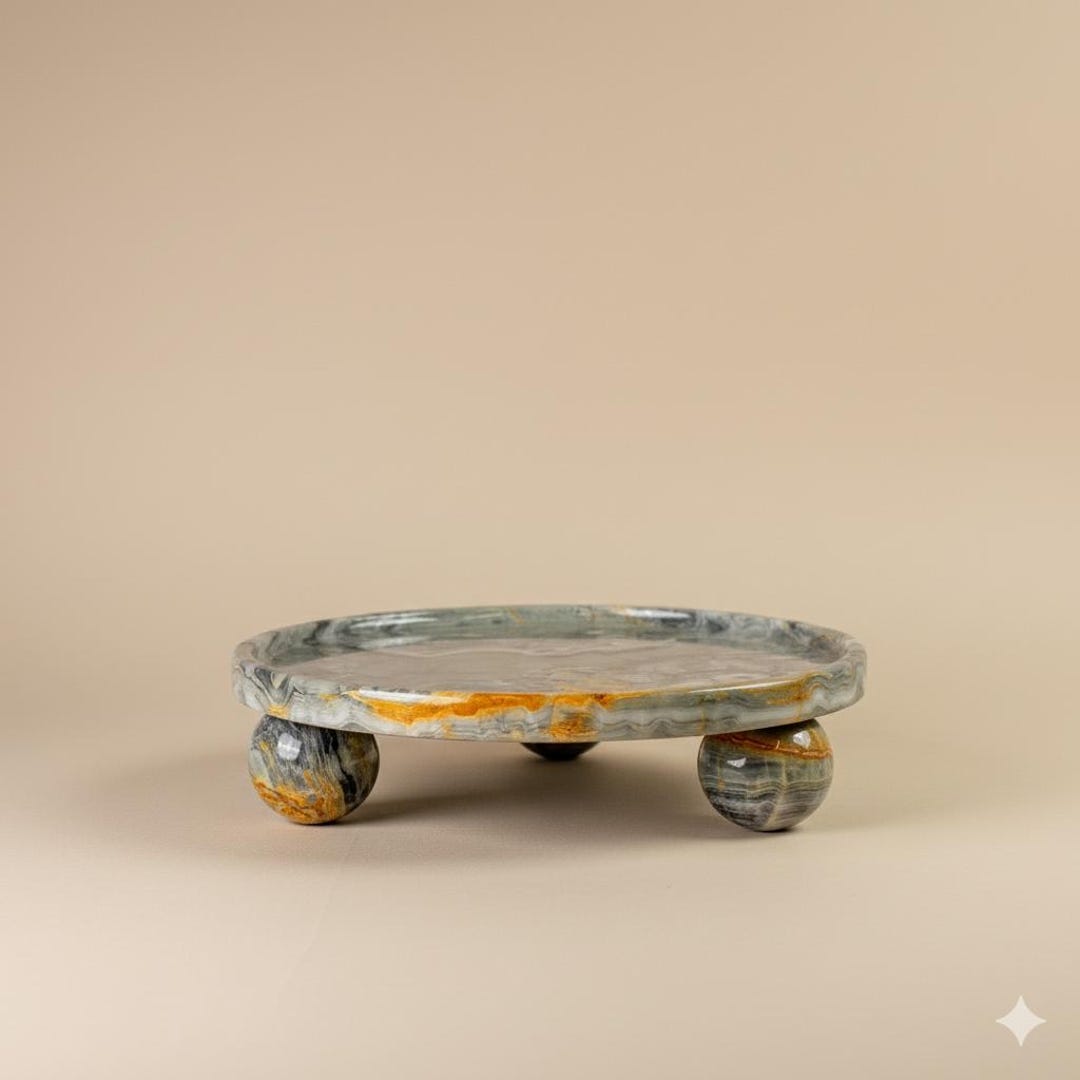 Handmade Onyx Marble Footed Tray | Vanity & Home Decor | Each Piece ...