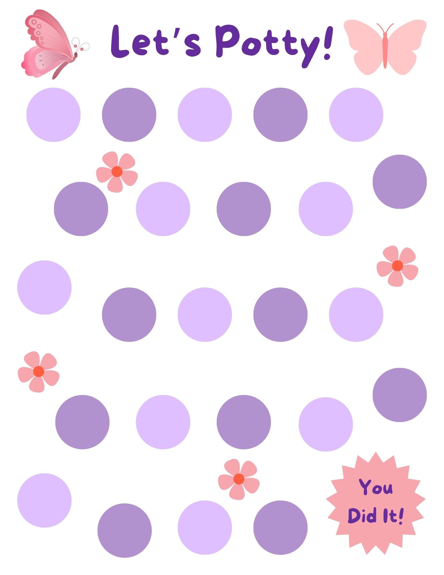 Printable Butterfly Potty Reward Chart, Potty Training Reward Chart ...