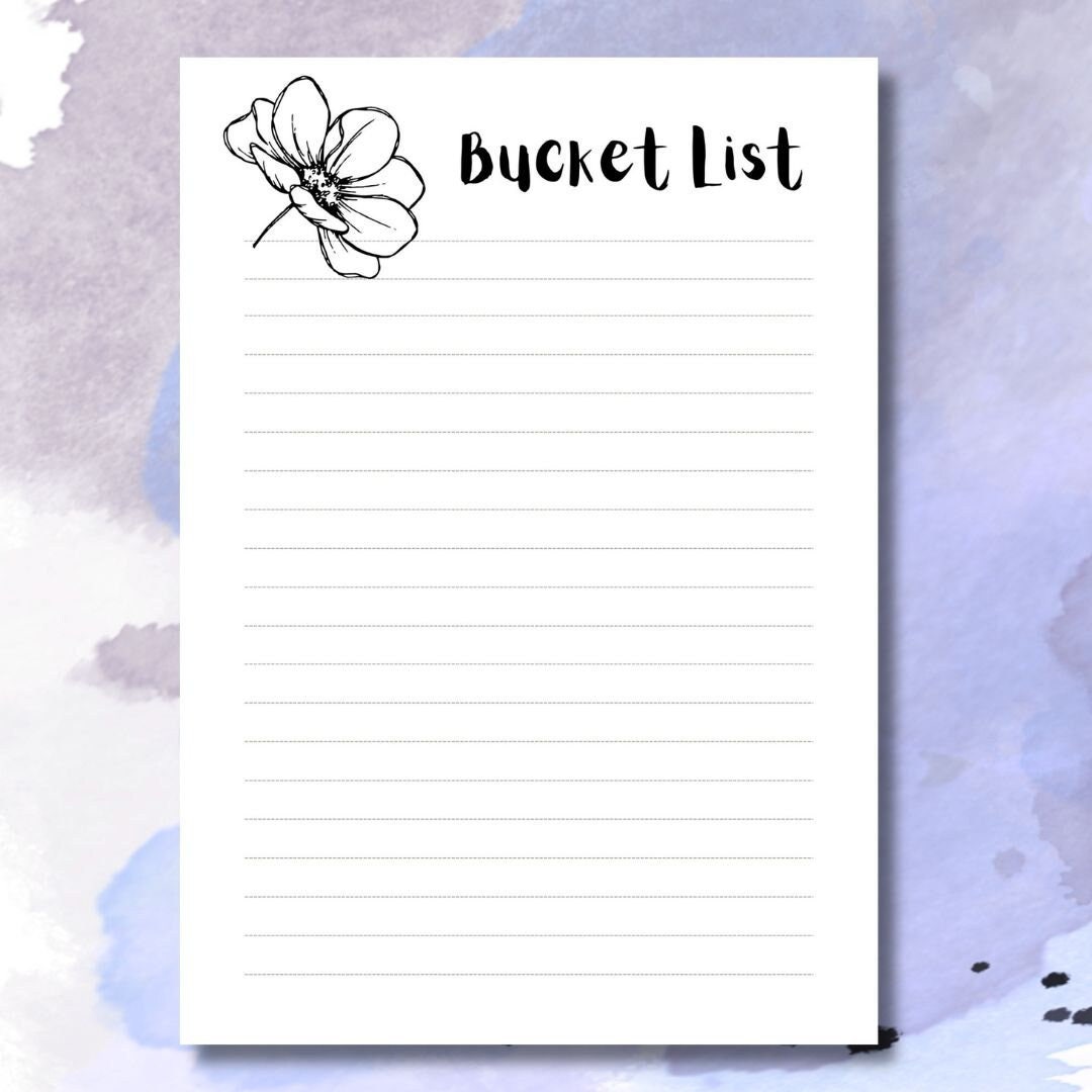 Blank Bucket List, to Do List, Vertical Printable, PDF Printable ...