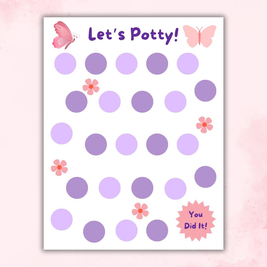 Printable Butterfly Potty Reward Chart, Potty Training Reward Chart ...
