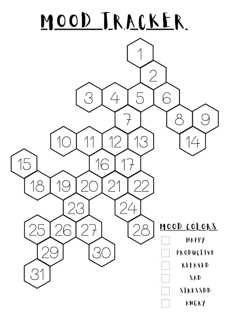 Monthly Mood Tracker, Colorful Mood Tracker Vertical Printable, PDF ...