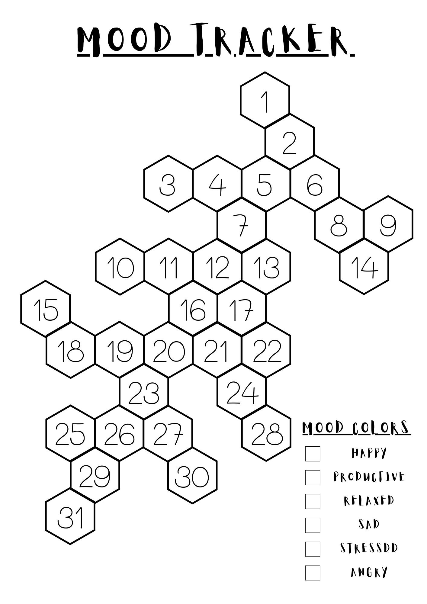 Monthly Mood Tracker, Colorful Mood Tracker Vertical Printable, PDF ...