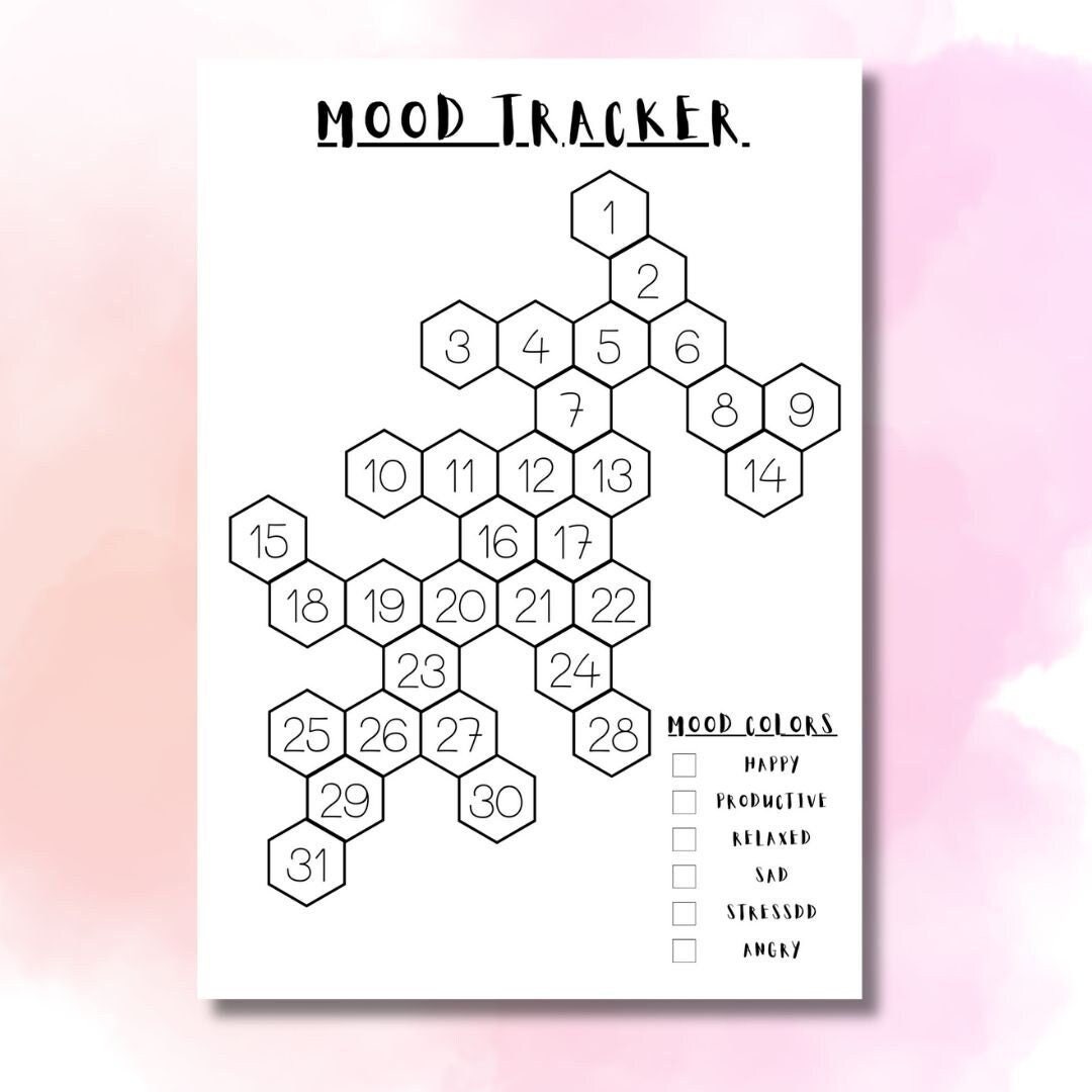 Monthly Mood Tracker, Colorful Mood Tracker Vertical Printable, PDF ...