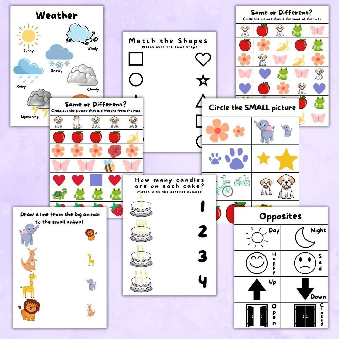 Printable Pre-school Education Bundle, Learn the Weather, Shapes ...