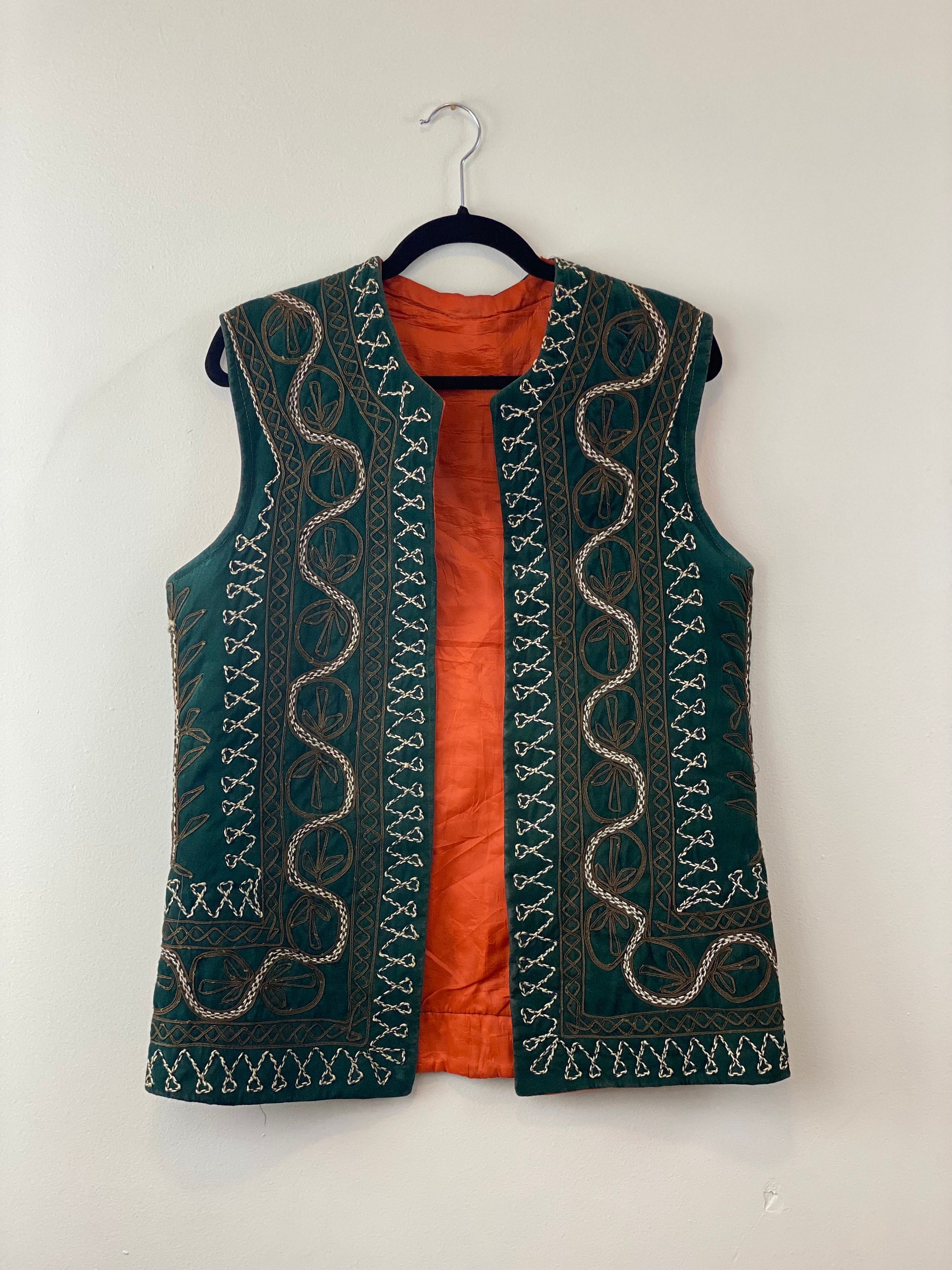Vintage Hand Embroidery Afghan Vest - Etsy