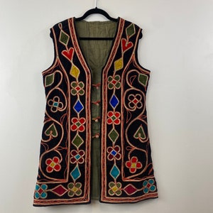 Vintage Hand Embroidery Afghan Vest - Etsy