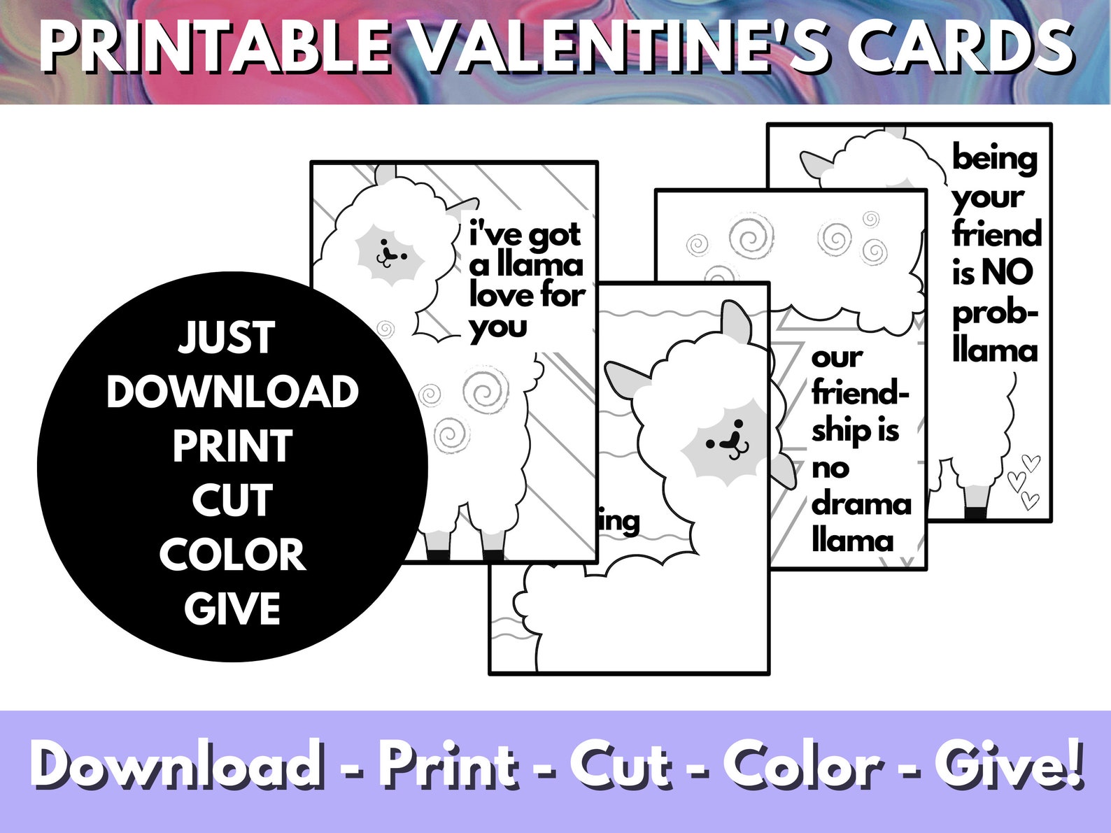 Valentine Coloring Cards, Printable Valentine's Day Cards, Kids ...