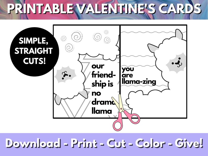 Valentine Coloring Cards, Printable Valentine's Day Cards, Kids ...