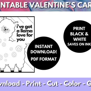 Valentine Coloring Cards, Printable Valentine's Day Cards, Kids ...