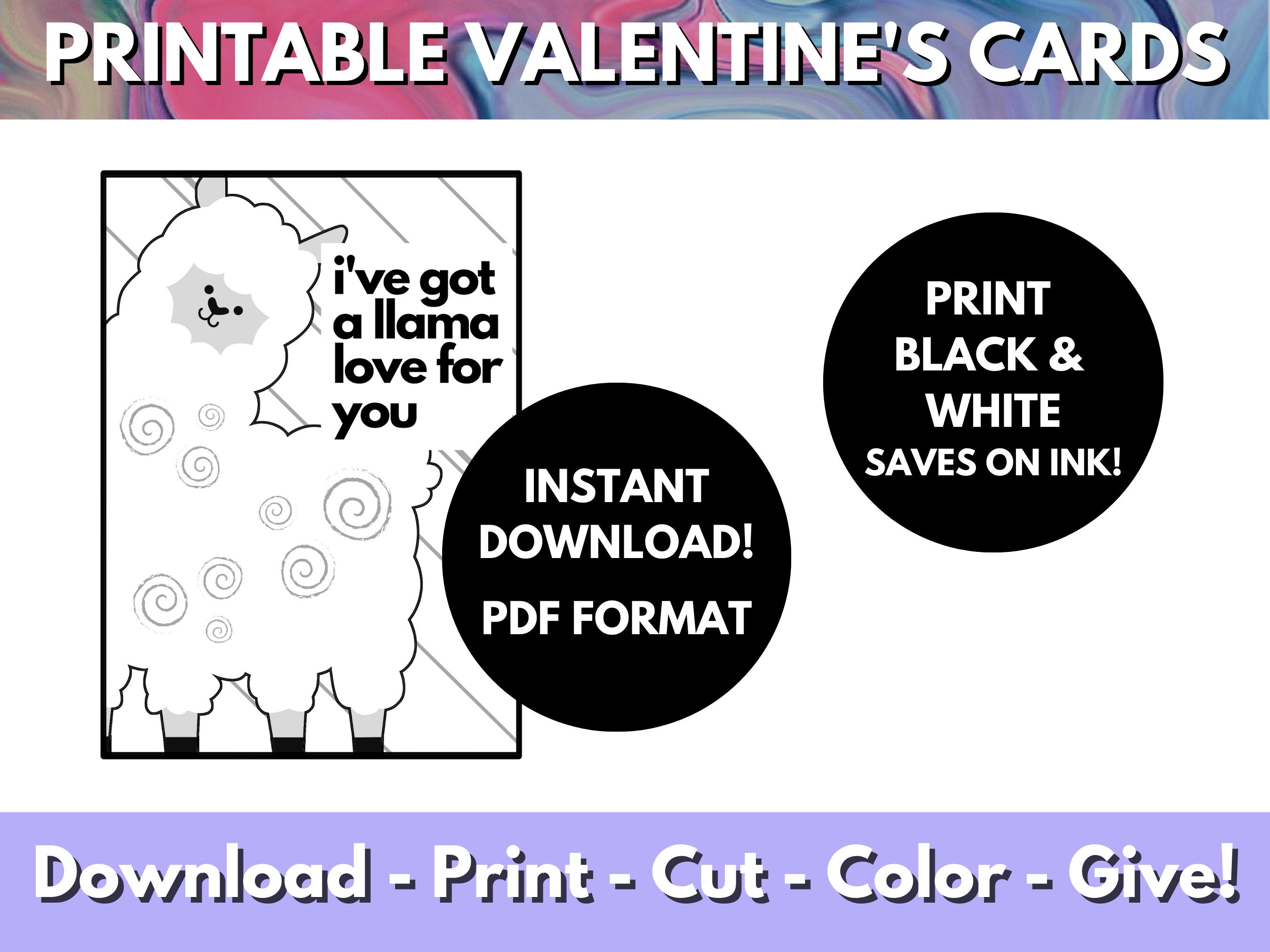 Valentine Coloring Cards, Printable Valentine's Day Cards, Kids ...