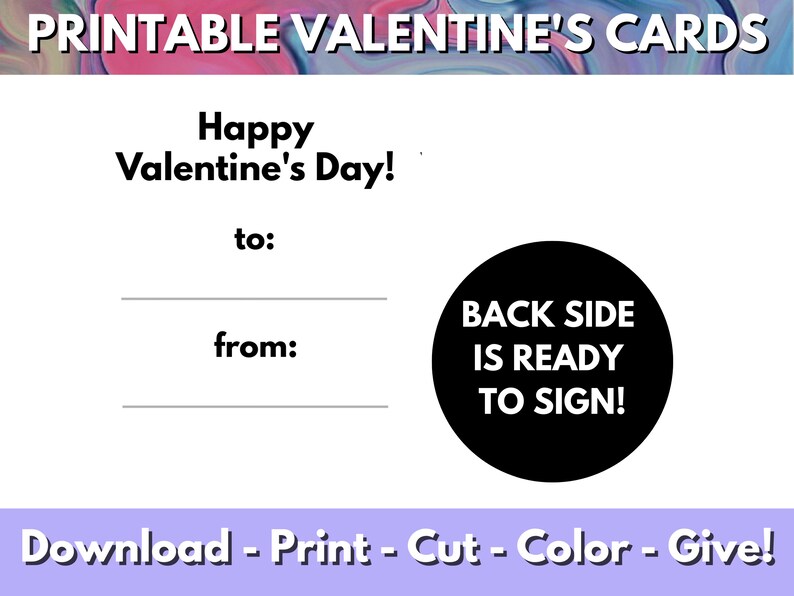 Valentine Coloring Cards, Printable Valentine's Day Cards, Kids ...