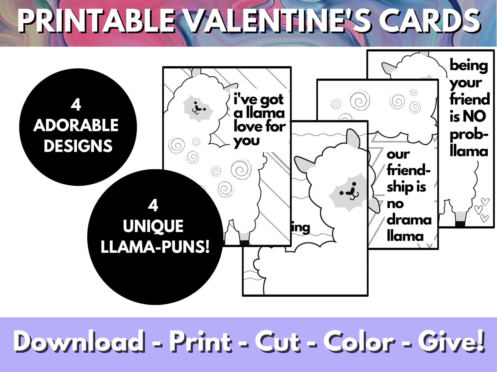 Valentine Coloring Cards, Printable Valentine's Day Cards, Kids ...