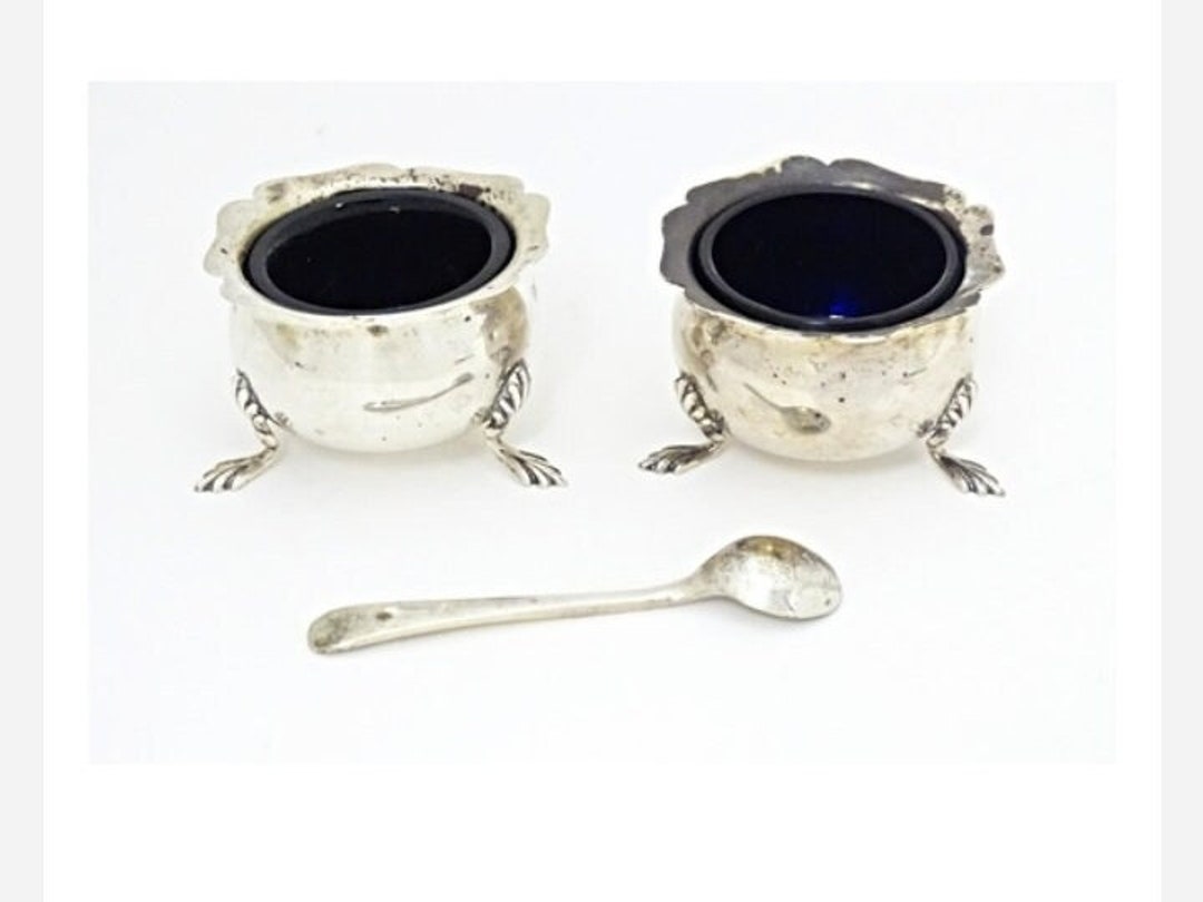 Antique Pair of Edwardian Silver Salt Cellars Chester 1908 by George ...