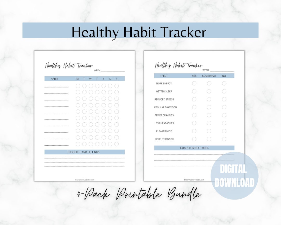 Weekly Habit Tracker for a Healthy Lifestyle, Habit Tracker Template ...